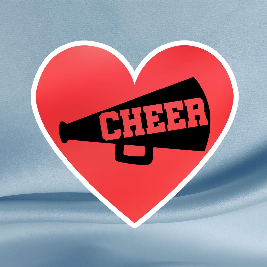 Cheerleader Megaphone Sticker – Red Heart Cheer, Waterproof Vinyl - Etsy