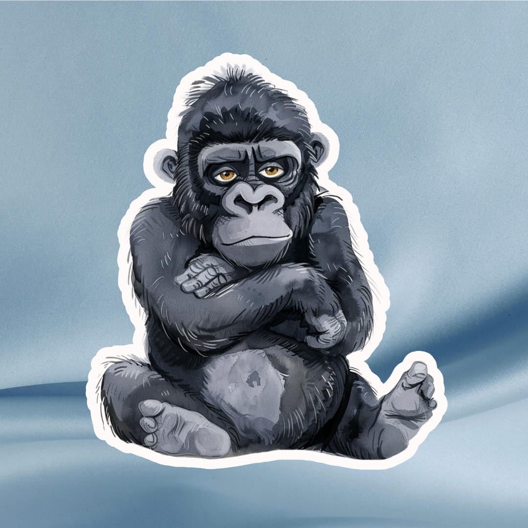 Grumpy Gorilla Sticker – Sarcastic Wildlife Waterproof Vinyl Decal - Etsy