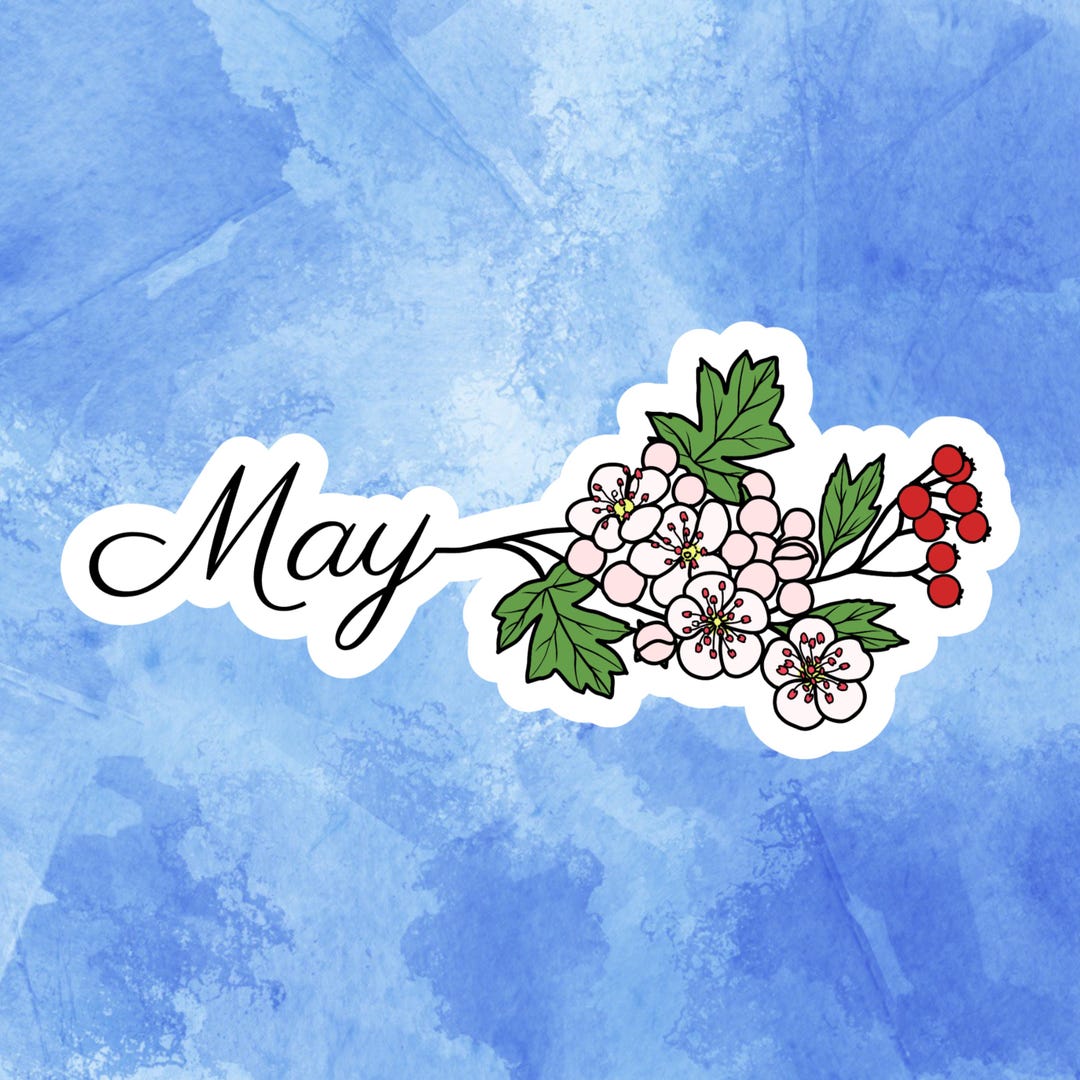 May Birth Flower Sticker • Hawthorn & Lily of the Valley Design - Etsy