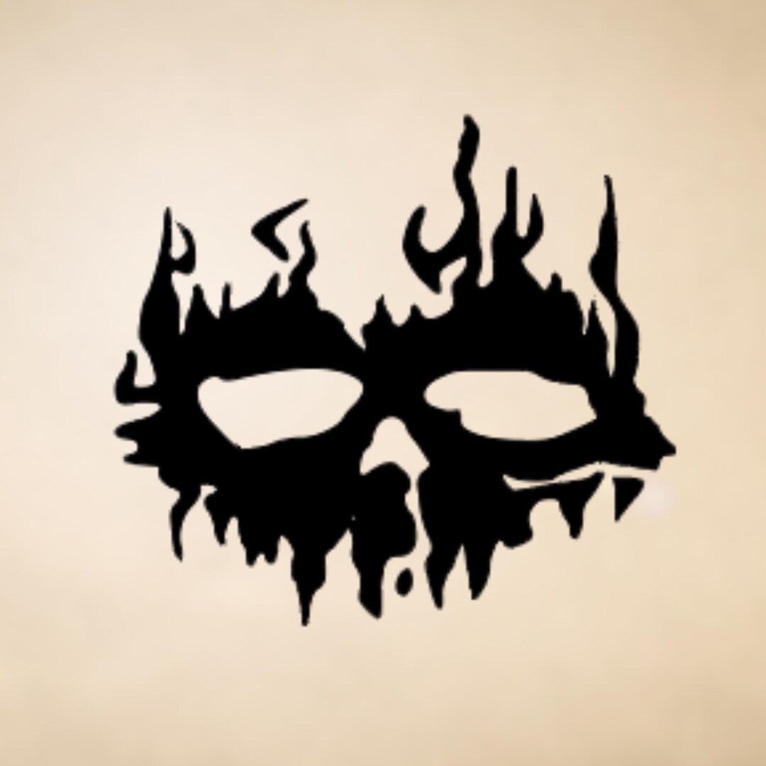 Creepy Evil Mask Silhouette Decal - Flaming Mask Vinyl Decal for Car ...