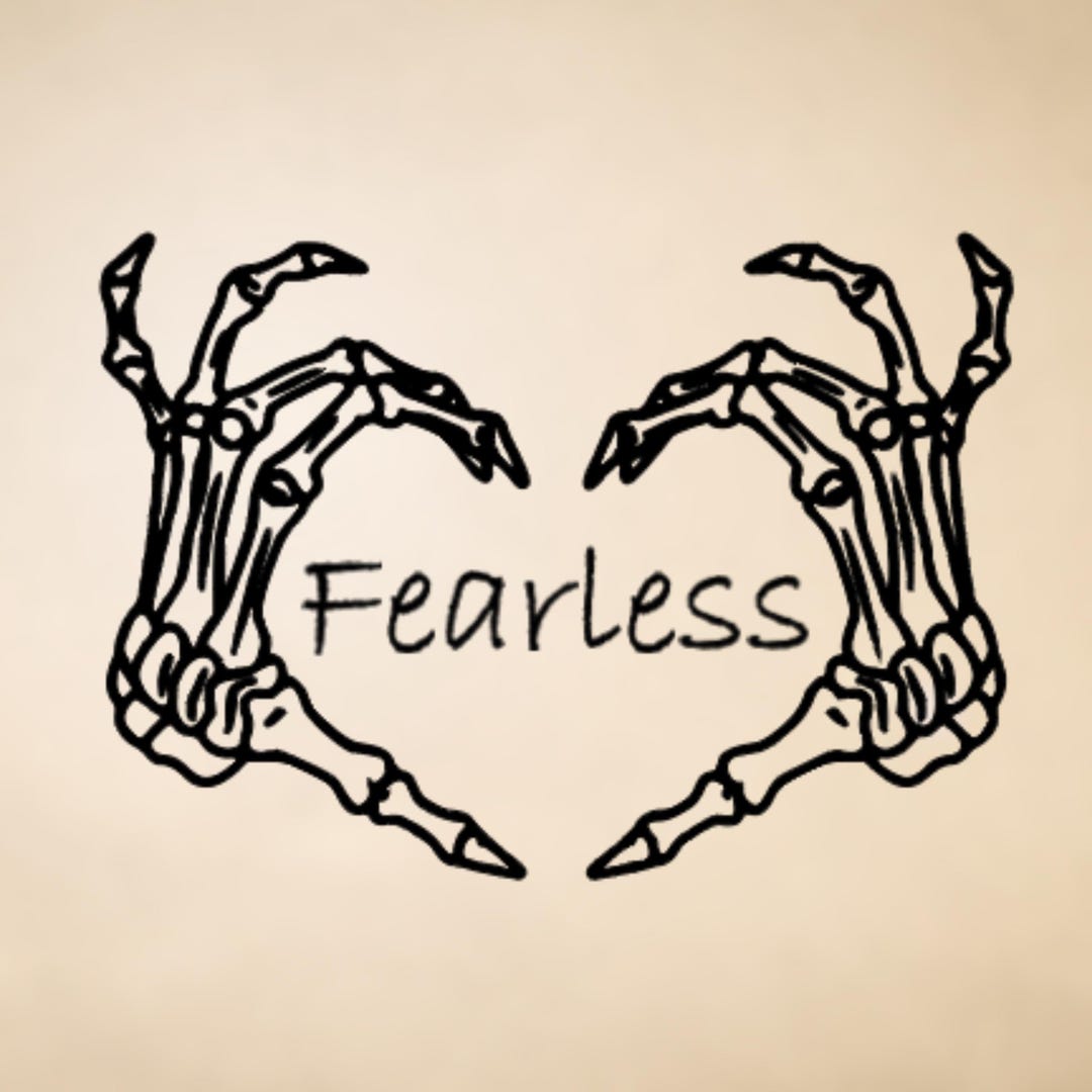 Fearless Skeleton Hands Heart Decal - Laptop, Car, Water Bottle Decals ...