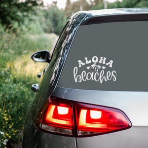 Aloha Tropical Palm Trees Vinyl Decal - Laptop, Car, Water Bottle ...