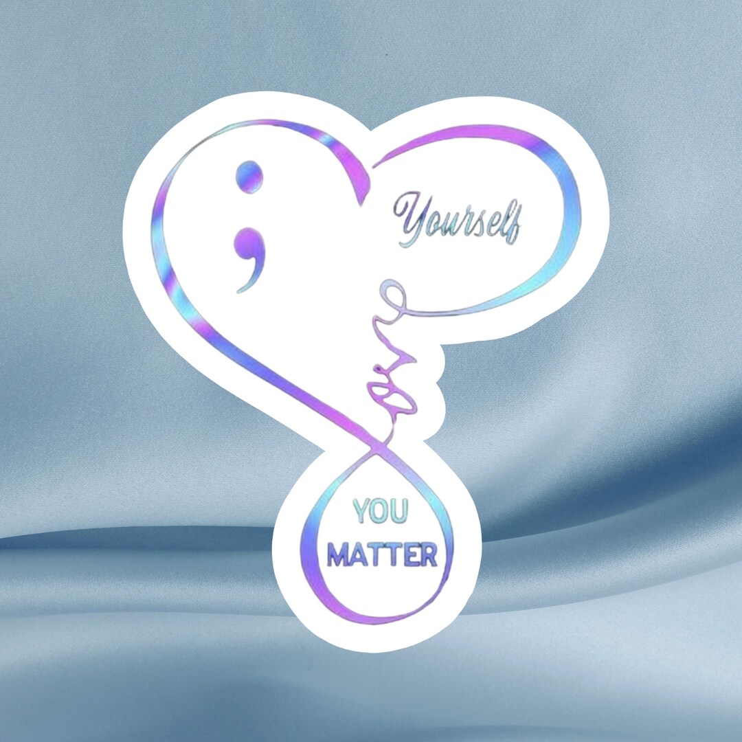 Semicolon Heart Sticker – Mental Health Awareness Vinyl Decal ...