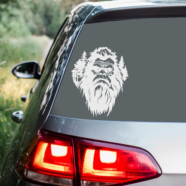 Bigfoot Vinyl Decal | Sasquatch Forest Silhouette Sticker - Etsy