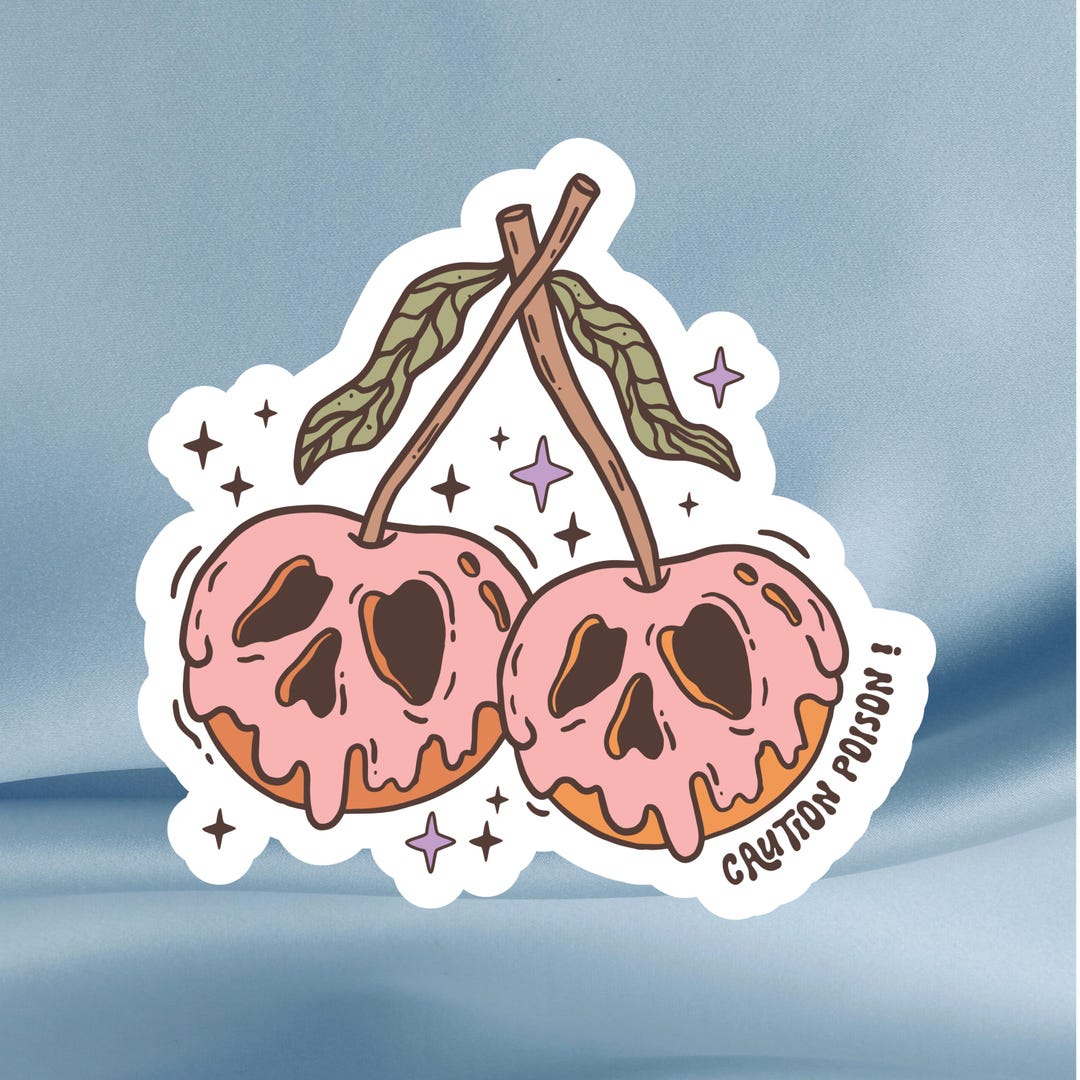 Poison Cherries Sticker – Cute Creepy Skull Vinyl Decal - Etsy