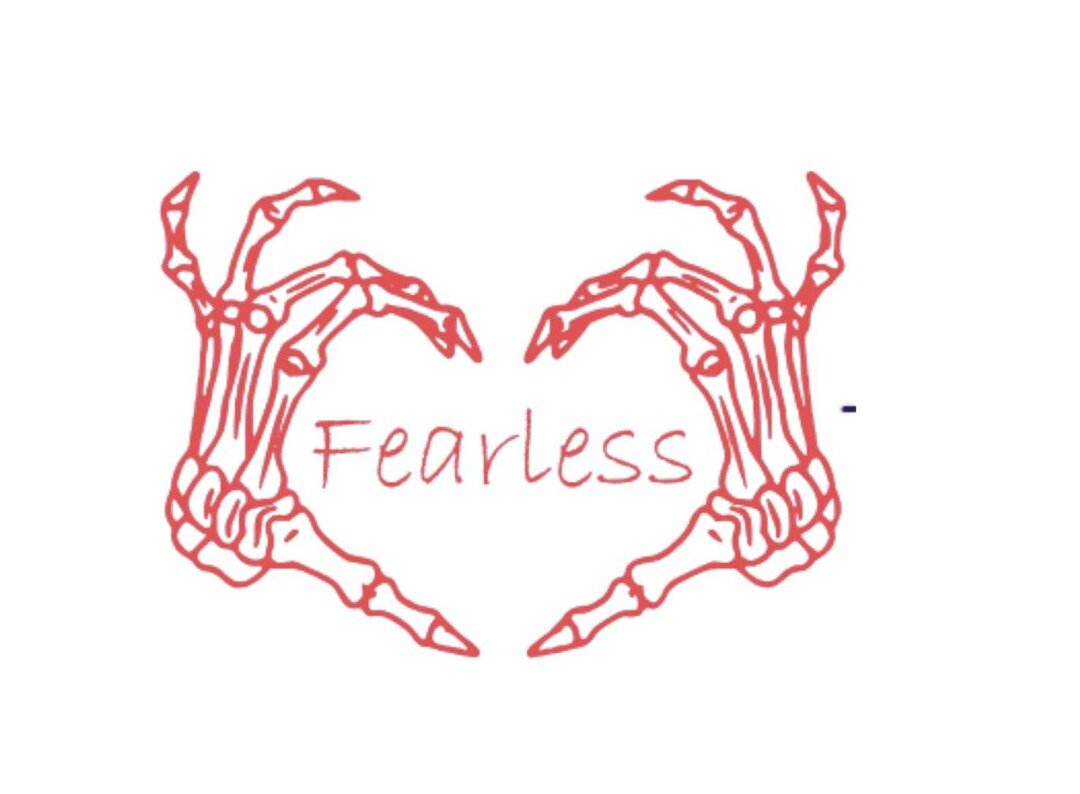 Fearless Skeleton Hands Heart Vinyl Car Decal, Back Window Decal, Decal ...
