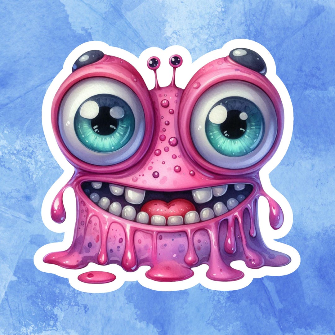 Pink Goo Monster Vinyl Sticker – Funny Goofy Creature - Etsy
