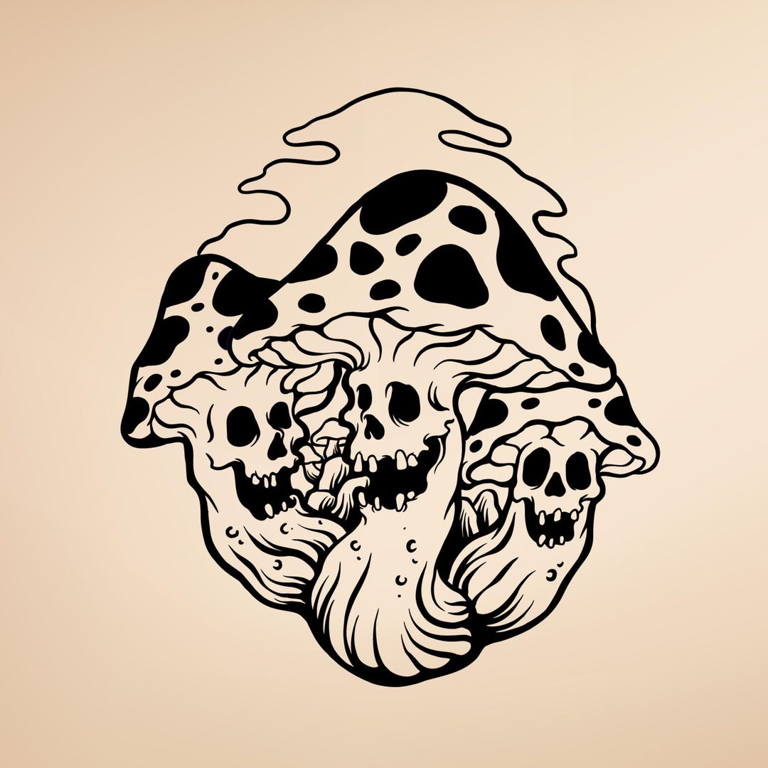 Skull Mushroom Decal – Gothic, Witchy, Cottagecore Vinyl Sticker – Dark ...