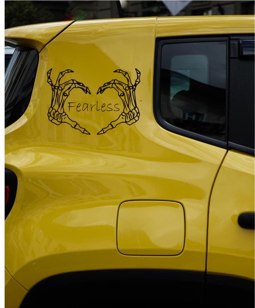 Fearless Skeleton Hands Heart Decal - Laptop, Car, Water Bottle Decals ...