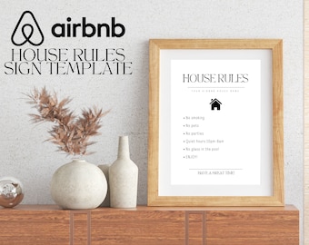 Editable Airbnb House Rules Sign, House Rules Template Checklist, VRBO ...