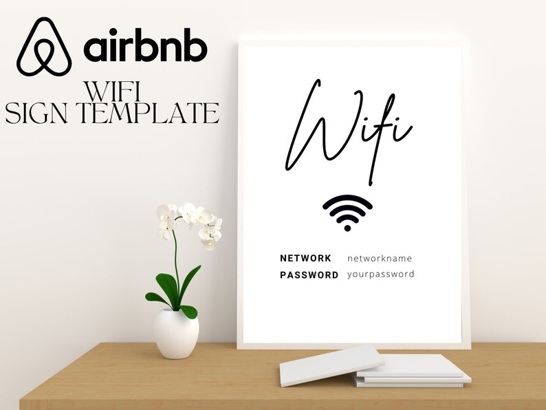 Wifi Password Sign | Customizable Editable Printable | Wifi Password ...