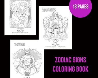 Zodiac Signs Coloring Book - Etsy