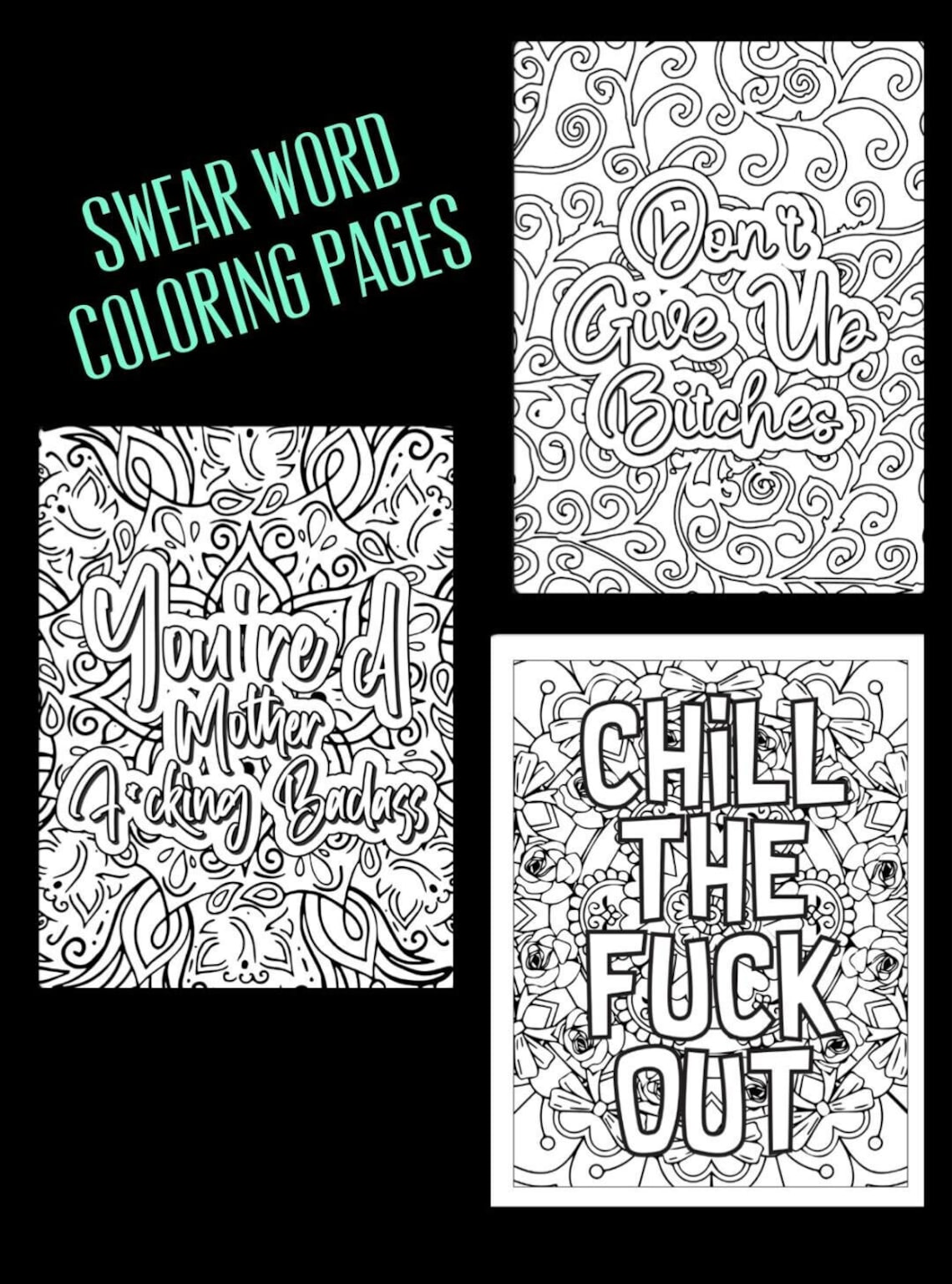 100 Swear Word Coloring Pages - Etsy
