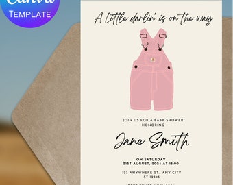 Simple Little Man Country Blue Jean Overall Baby Shower Invitation ...