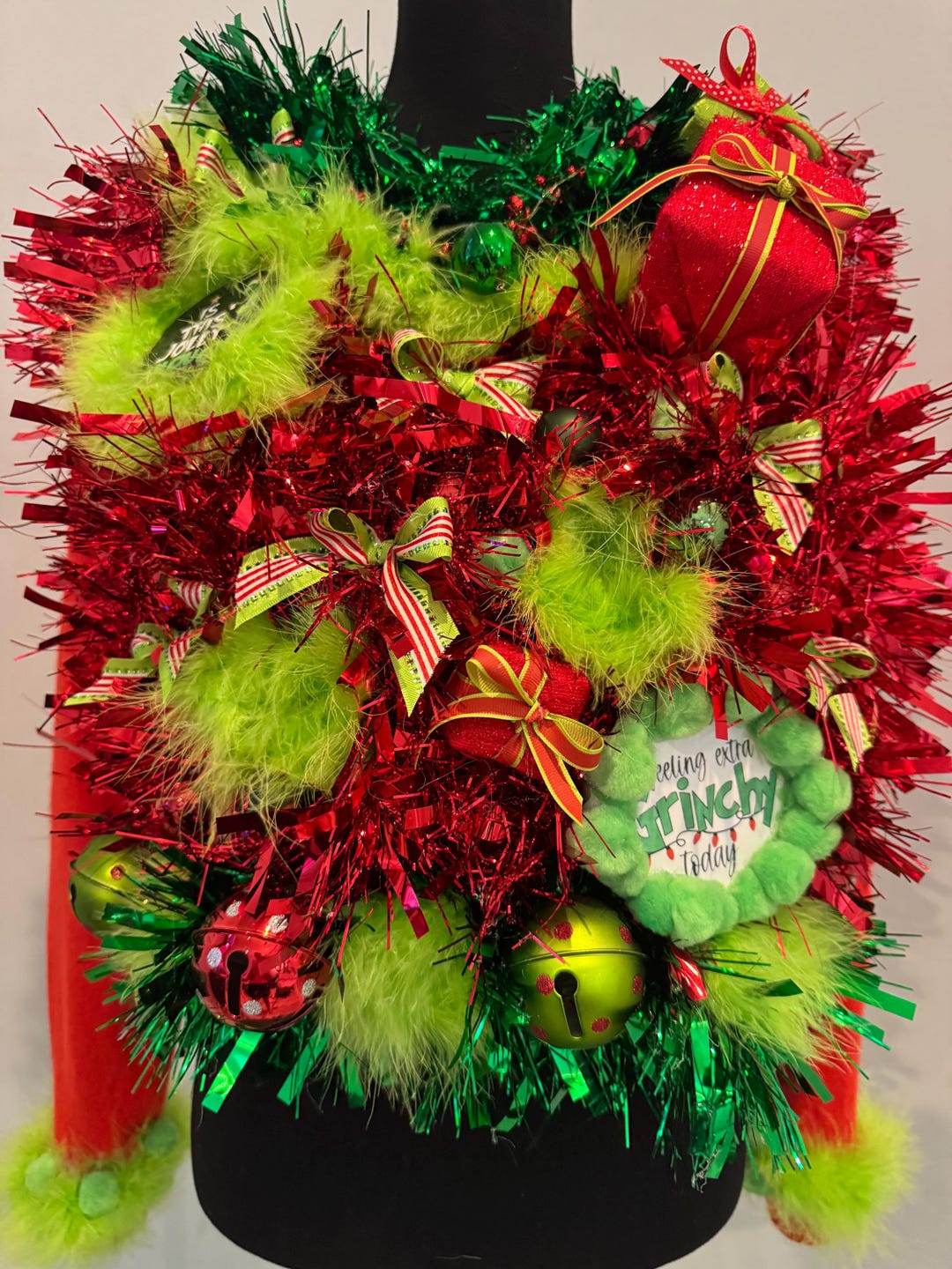 Grinch Inspired Colors, Tacky, Upcycled Ugly Christmas Sweater , Pretty ...