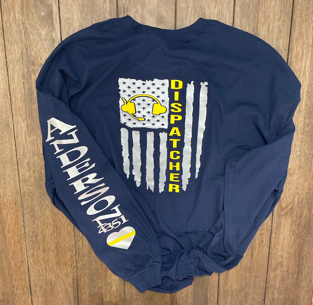 Dispatcher Long Sleeve T-shirt (headset/flag Back) Dispatcher Gift,l ...