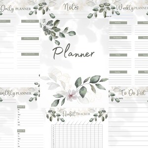 Green Floral Digital Planner - Etsy