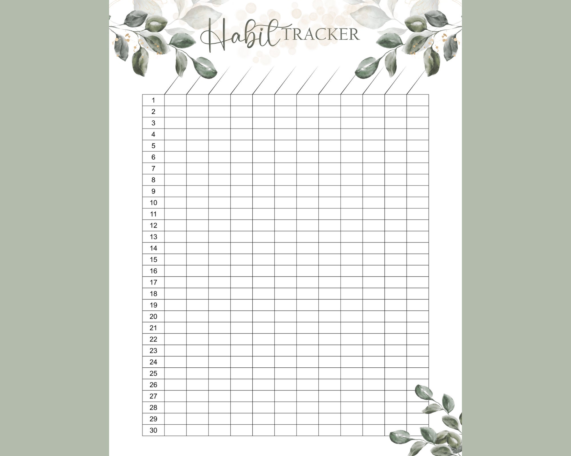 Green Floral Digital Planner - Etsy