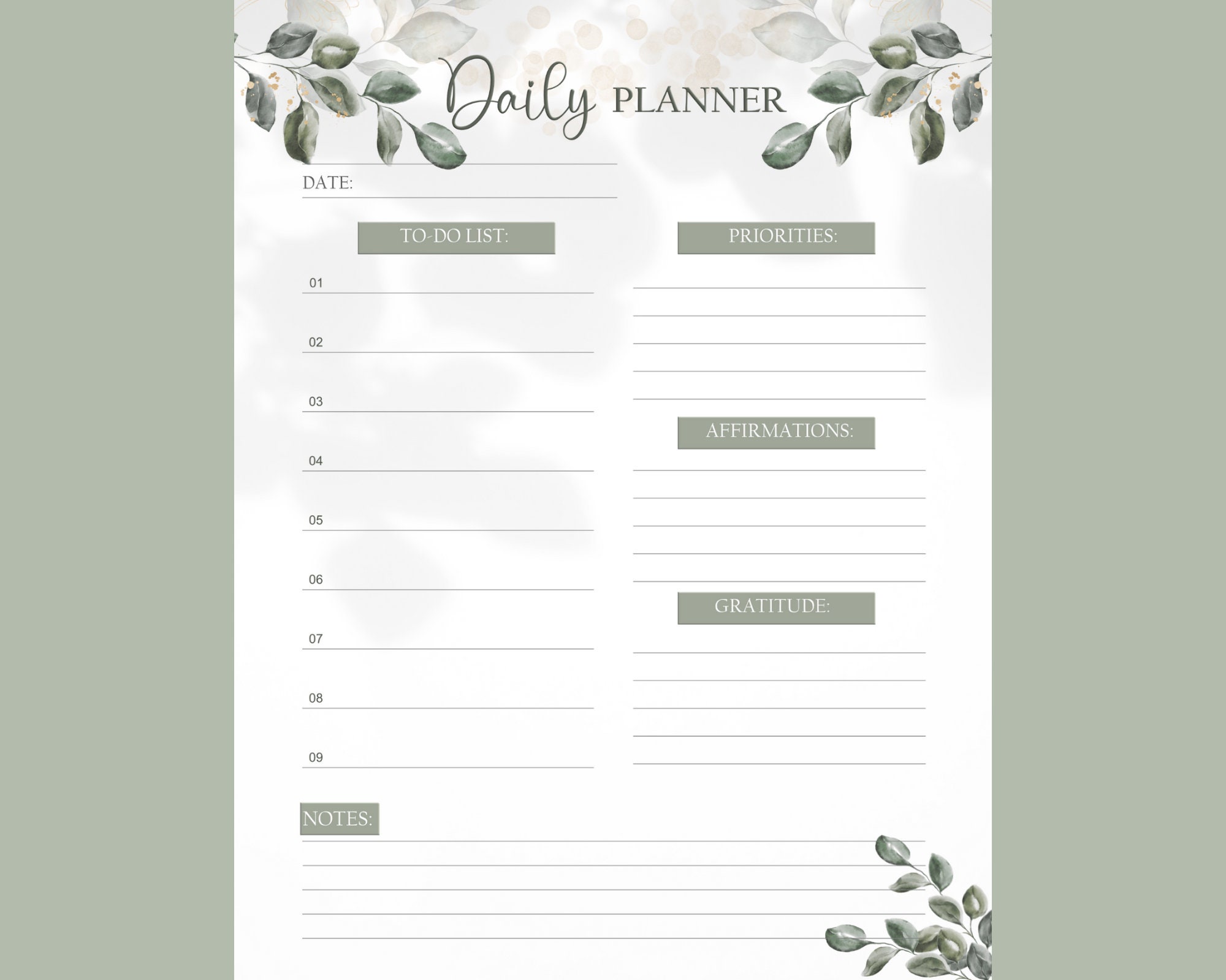 Green Floral Digital Planner - Etsy