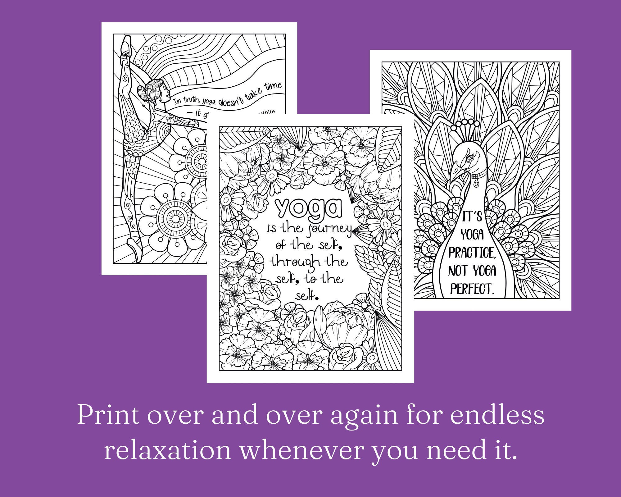 Adult Yoga Coloring Book - Etsy