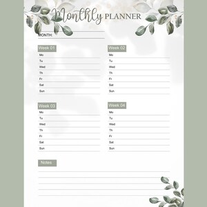 Green Floral Digital Planner - Etsy