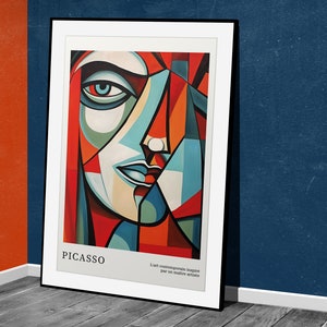 Pablo Picasso Abstract Geometric Faces Digital Wall Art Print, Vintage ...