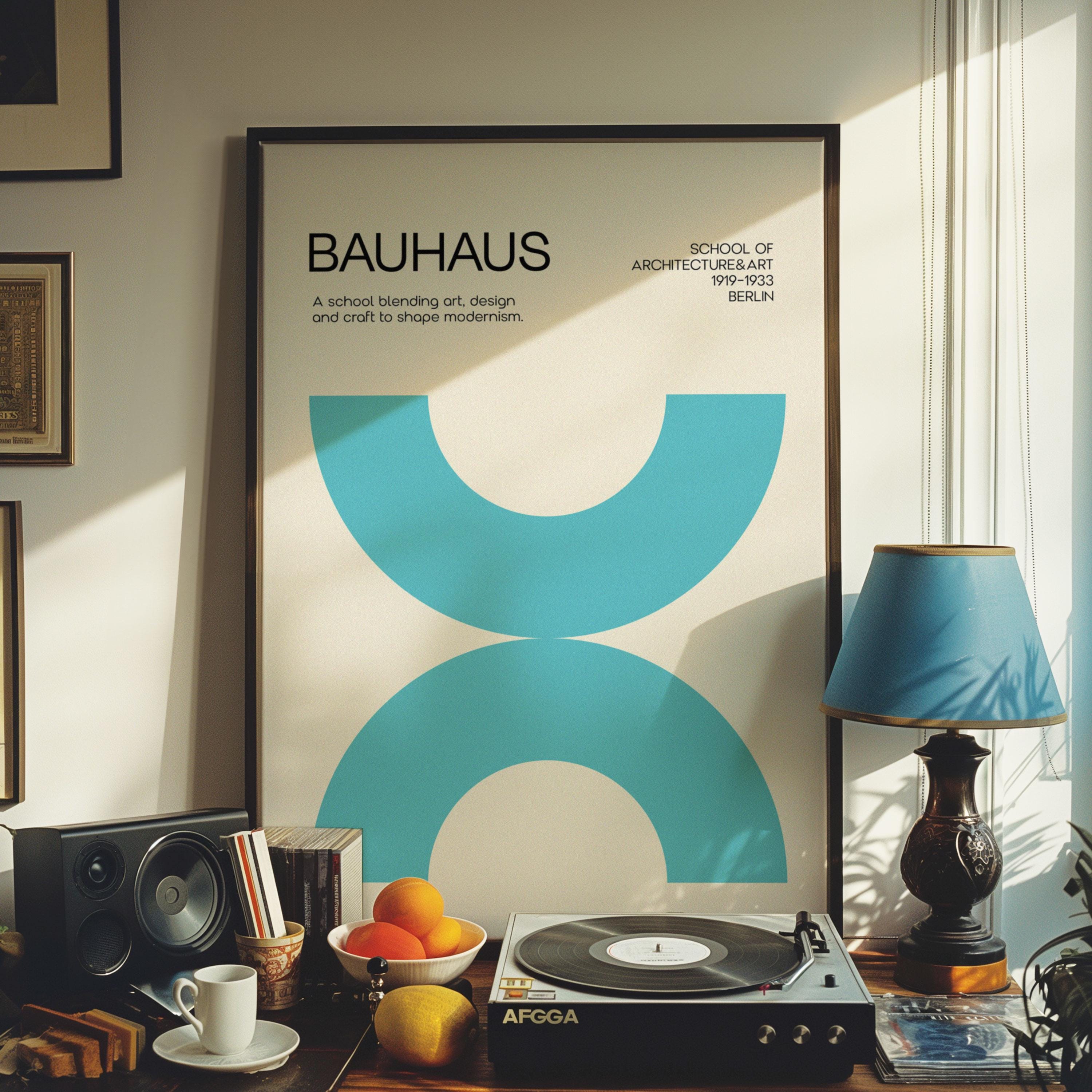 Bauhaus Trendy Poster, Bauhaus Baby Blue Printable Exhibition Poster ...