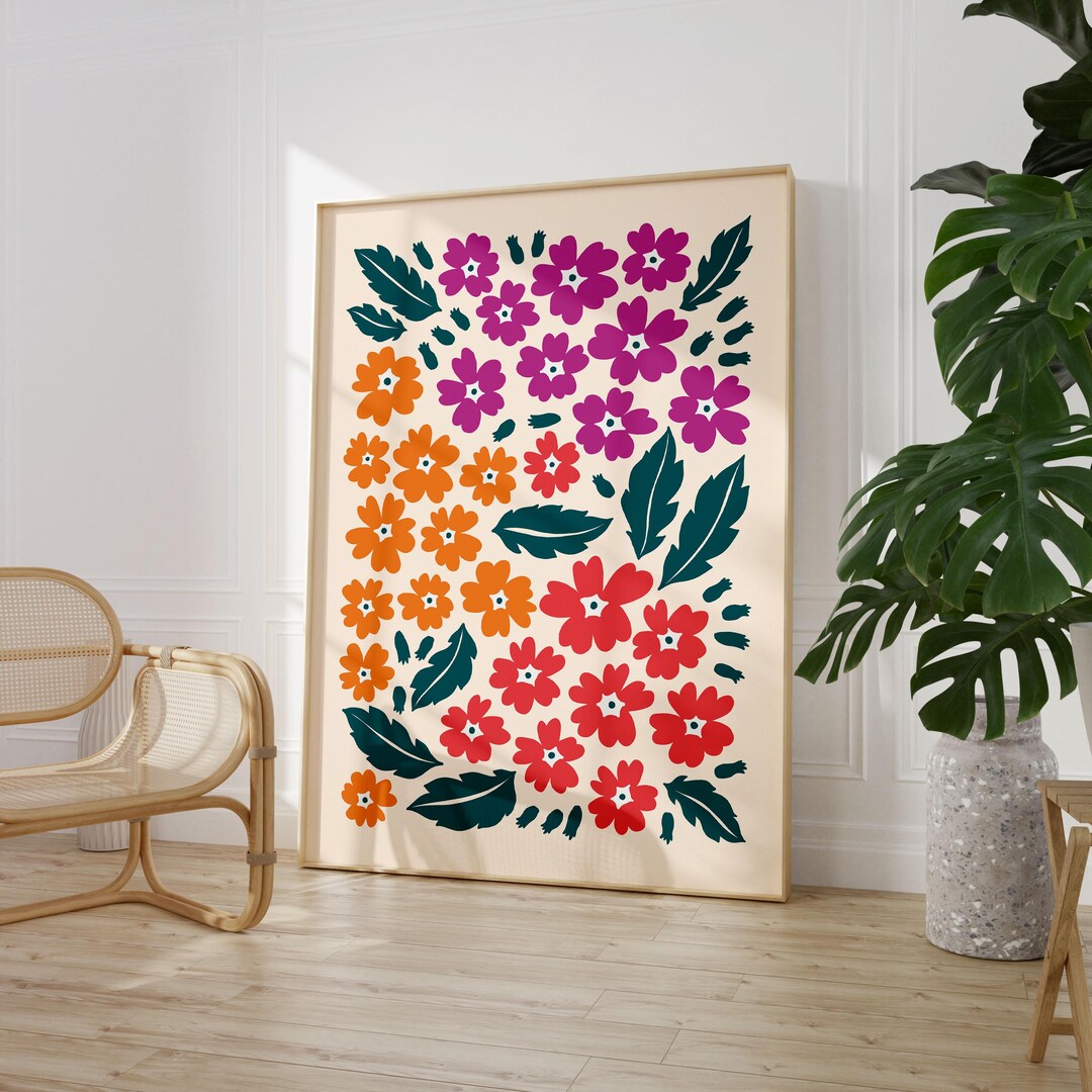 Petite Flower Market Poster, Maximalist Flower Wall Decor, Pop Art ...