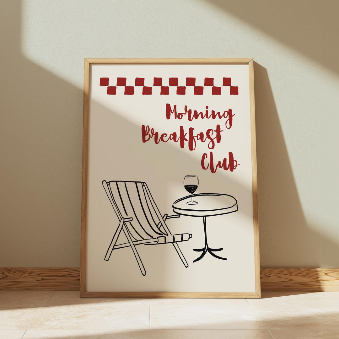 Funny Printable Kitchen Breakfast Poster, Trendy Food Drink Print, Hand ...