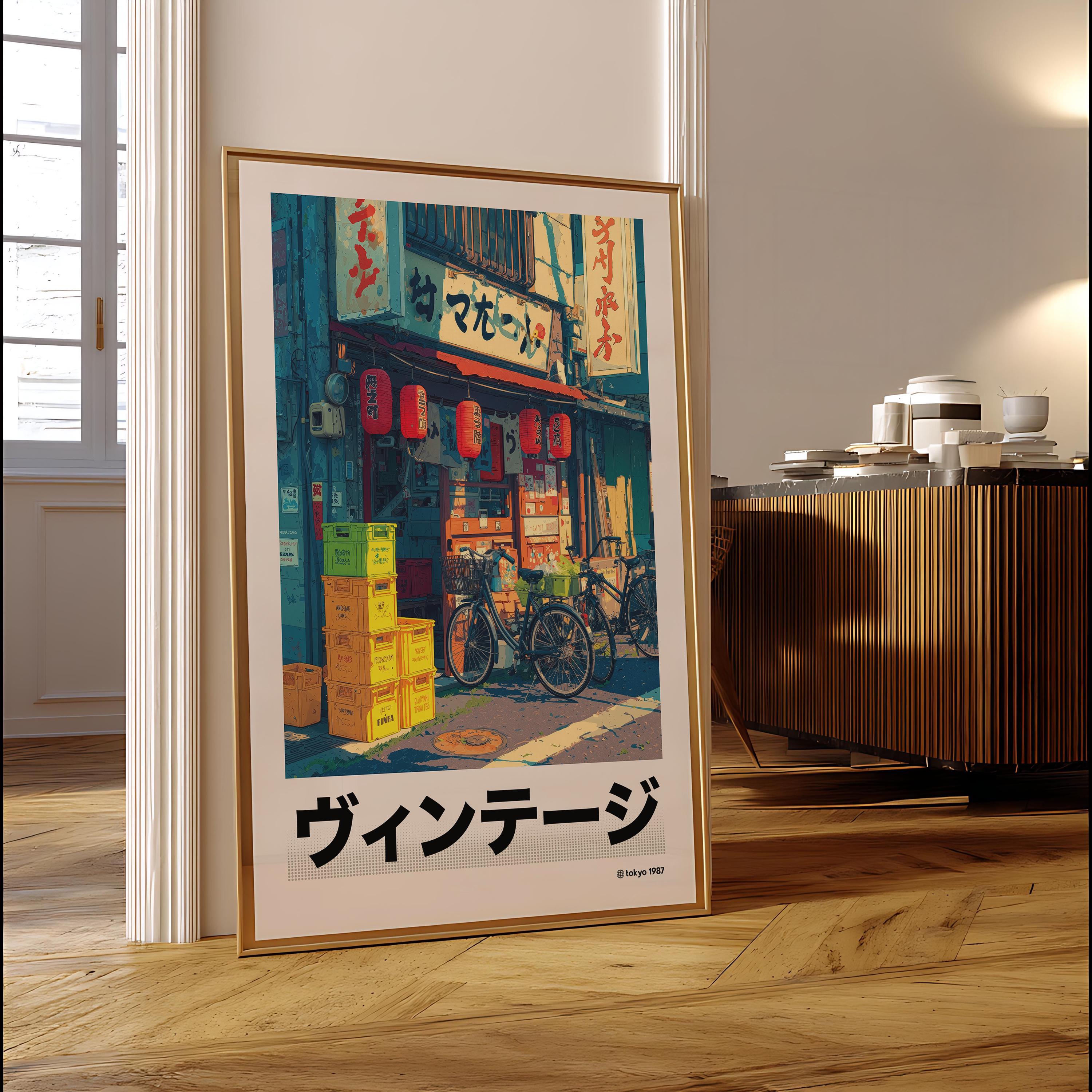 Vintage Japanese Street Scene Poster, Retro Anime Print (digital ...
