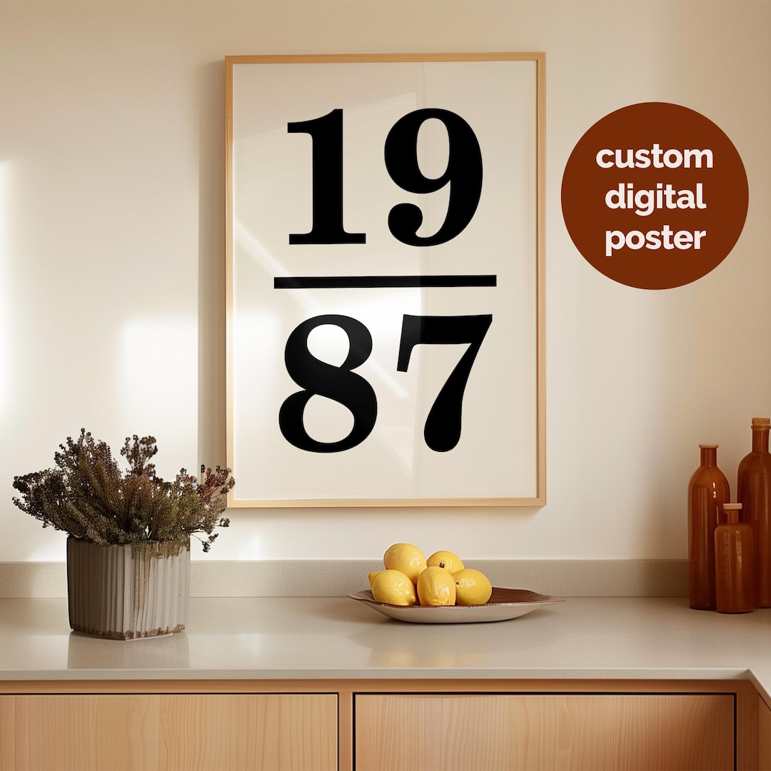 Custom Year Poster, Printable Personalized Gift, Custom Number Print ...