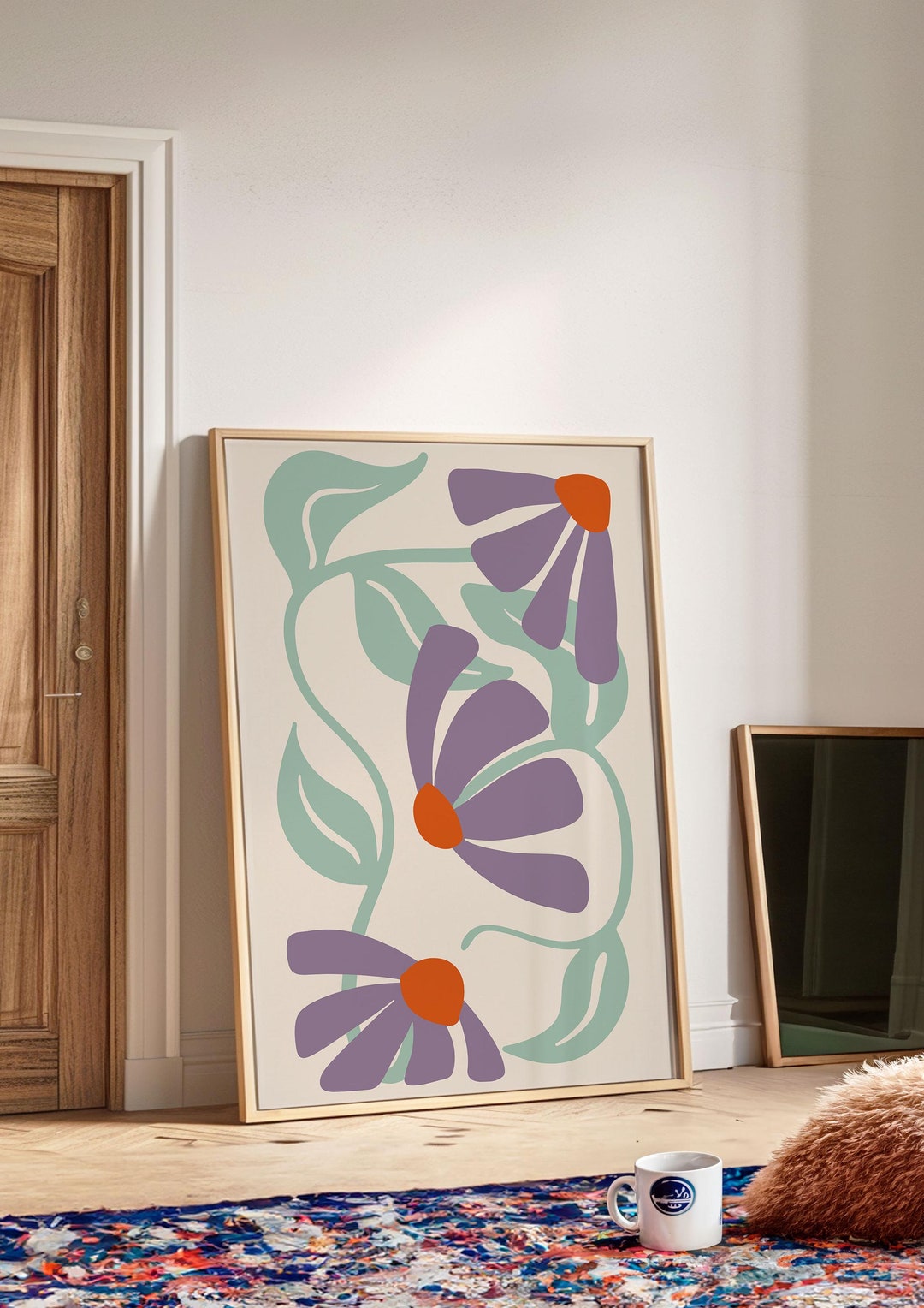 Lilac Groovy Flower Print, Maximalist Flower Wall Decor, Digital ...