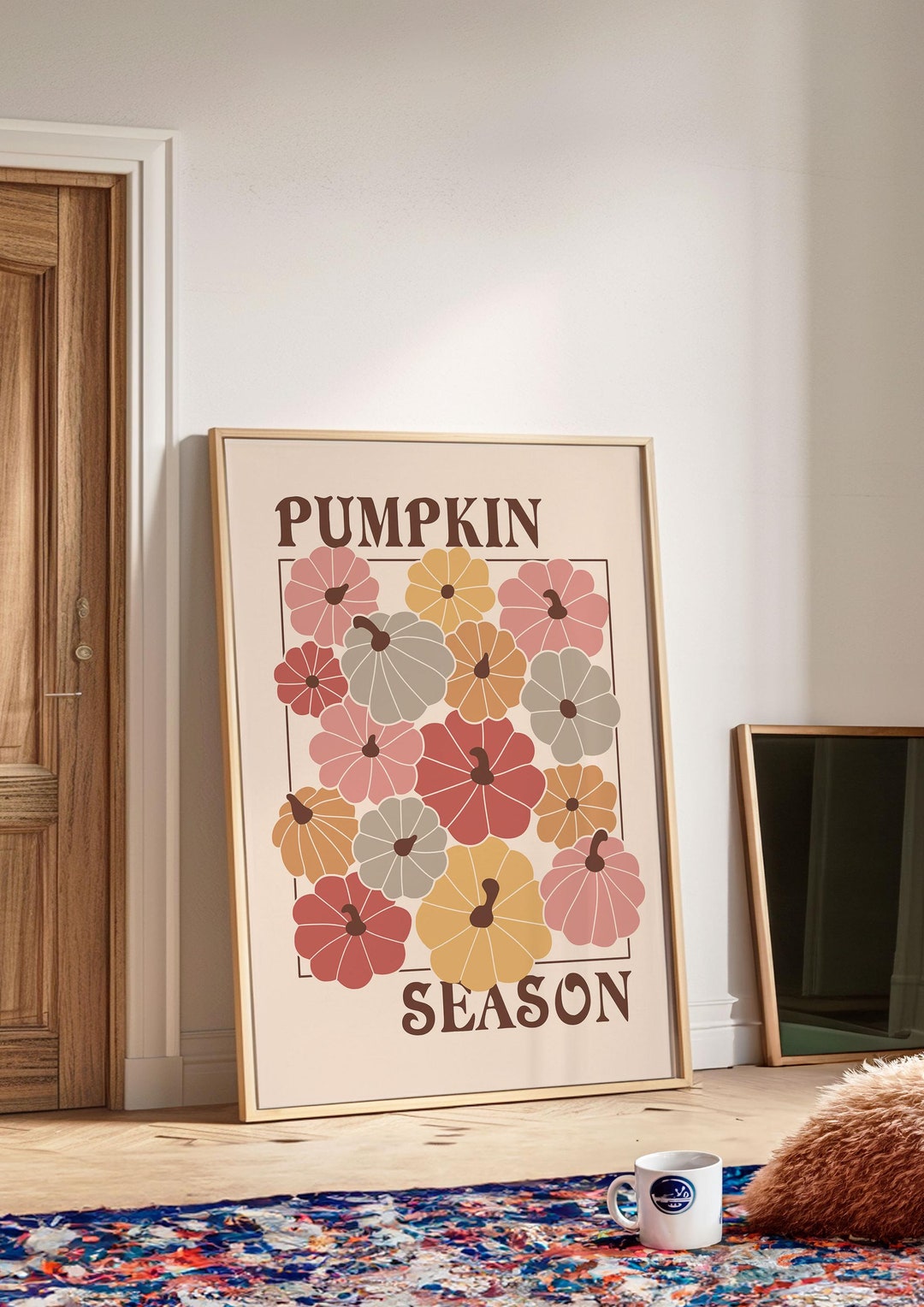 Boho Pumpkin Print, Fall Wall Decor, Digital Download, Retro Kitchen ...