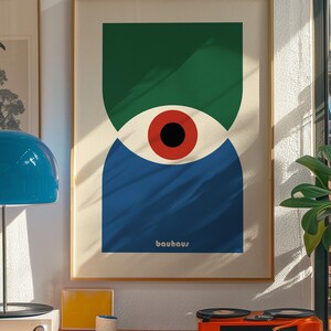 Bauhaus Printable Geometric Eye Poster, Minimalist Trendy Print, Mid ...