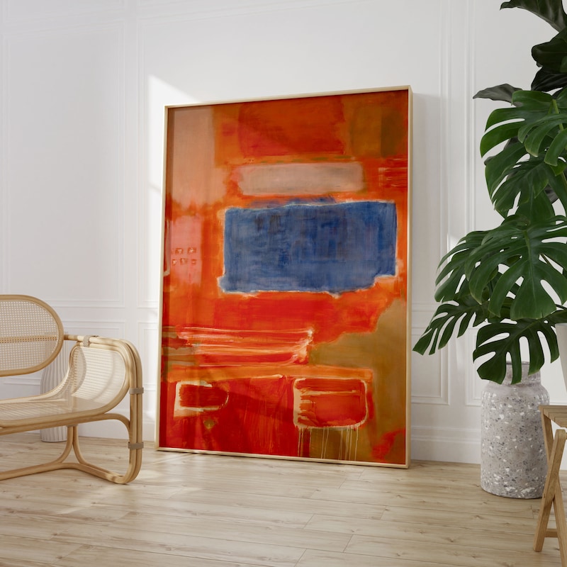 Red and Blue Abstract Painting - Etsy