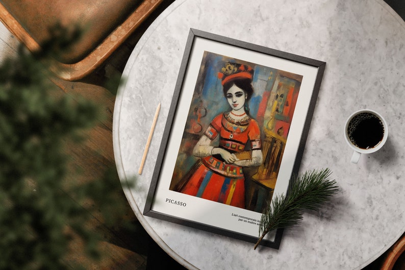Picasso Inspired Ethnic Woman Portrait, Vintage Abstract Art Print ...