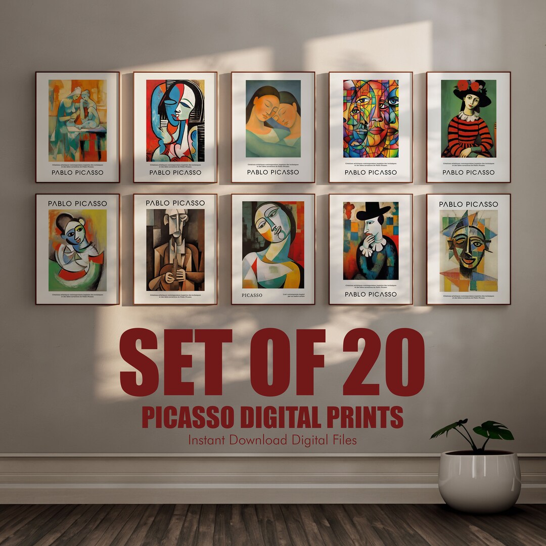 Set of 20 Pablo Picasso Abstract Digital Wall Art Print, Picasso Poster ...
