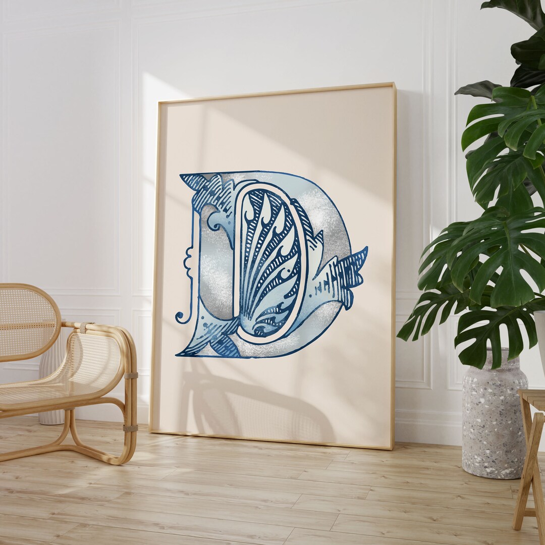 Vintage Letter D Print, Eclectic Initial Poster (digital Download) - Etsy