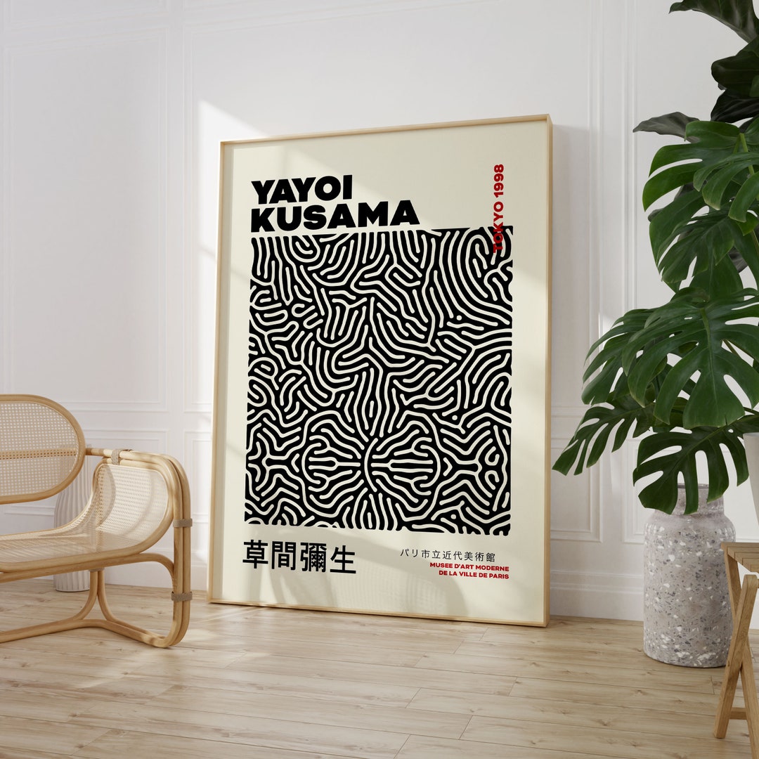 Yayoi Kusama Exhibition Poster, Gallery Wall Art, Black Abstract Print ...