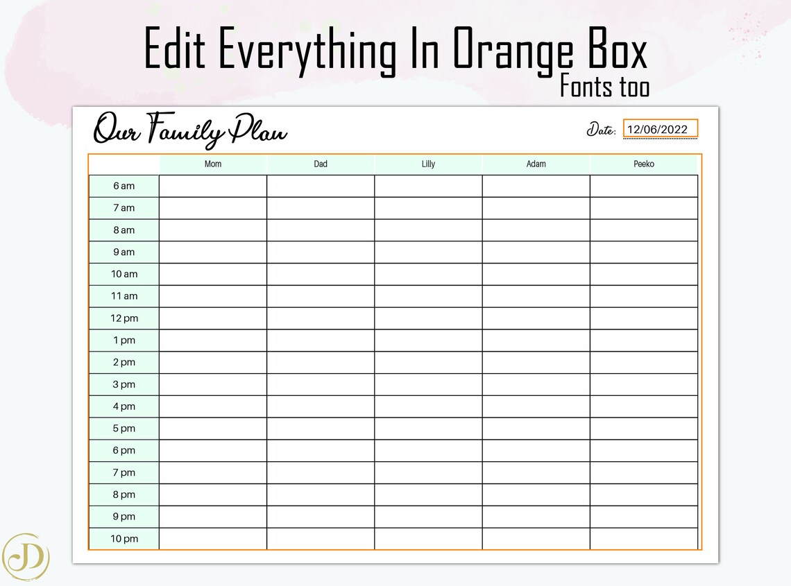 EDITABLE Weekly Family Planner | Printable Family Calendar Weekly ...