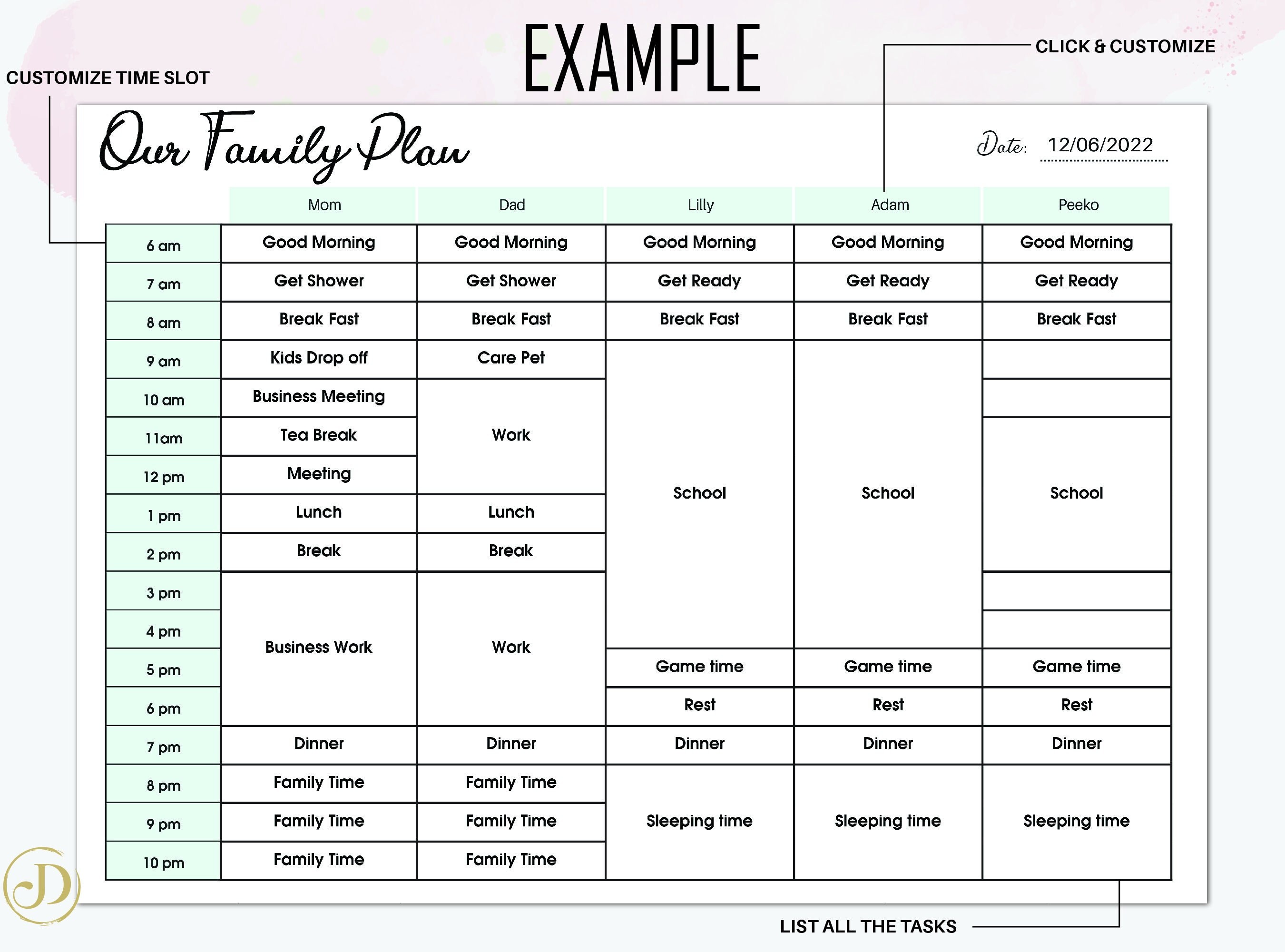 EDITABLE Weekly Family Planner | Printable Family Calendar Weekly ...