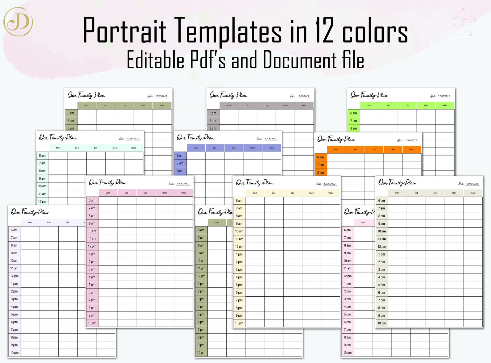 EDITABLE Weekly Family Planner | Printable Family Calendar Weekly ...