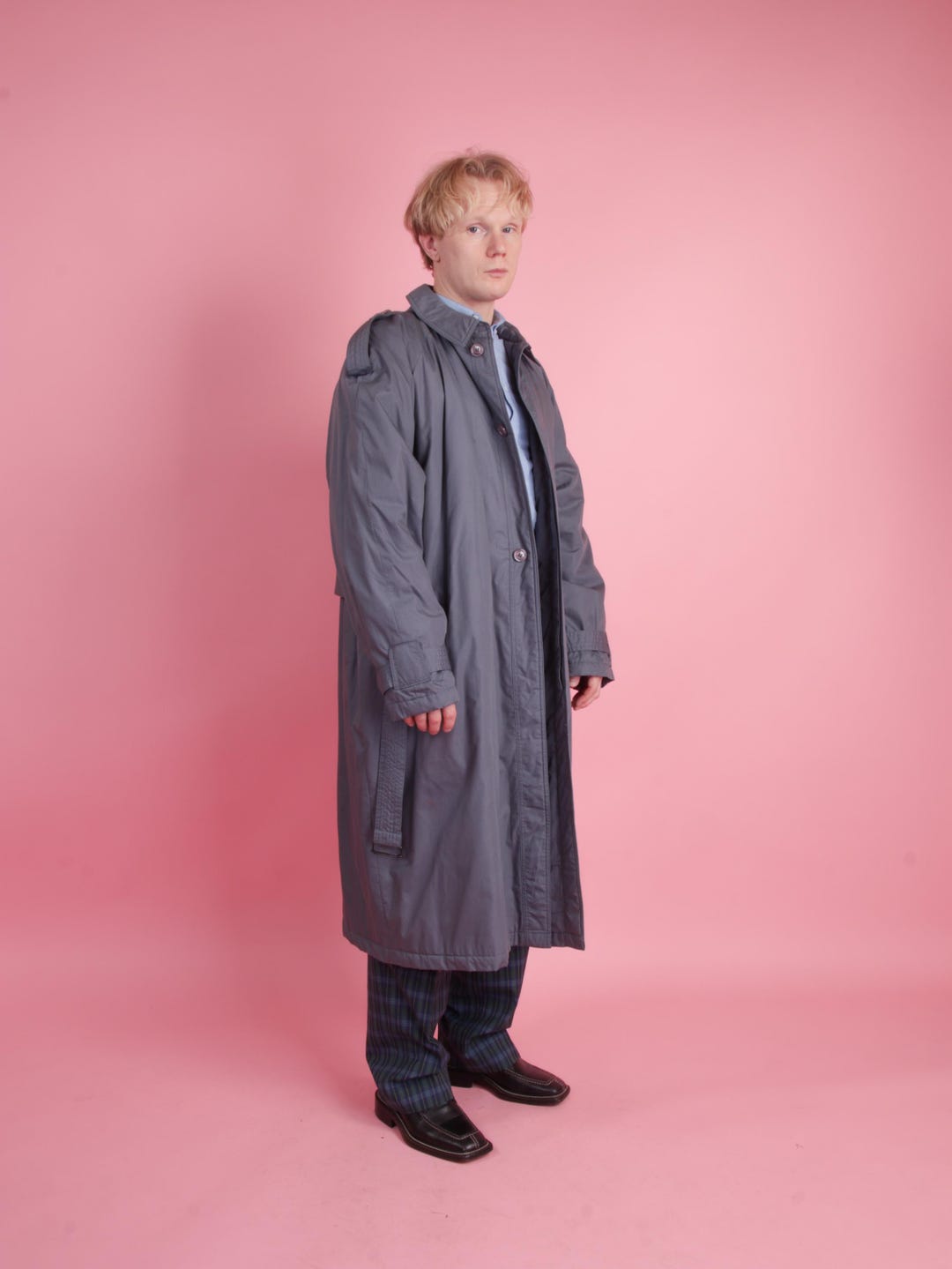 Vintage 80s Long Trench Coat XL, LIKE NEW, Minimalist Long Puffer Coat ...