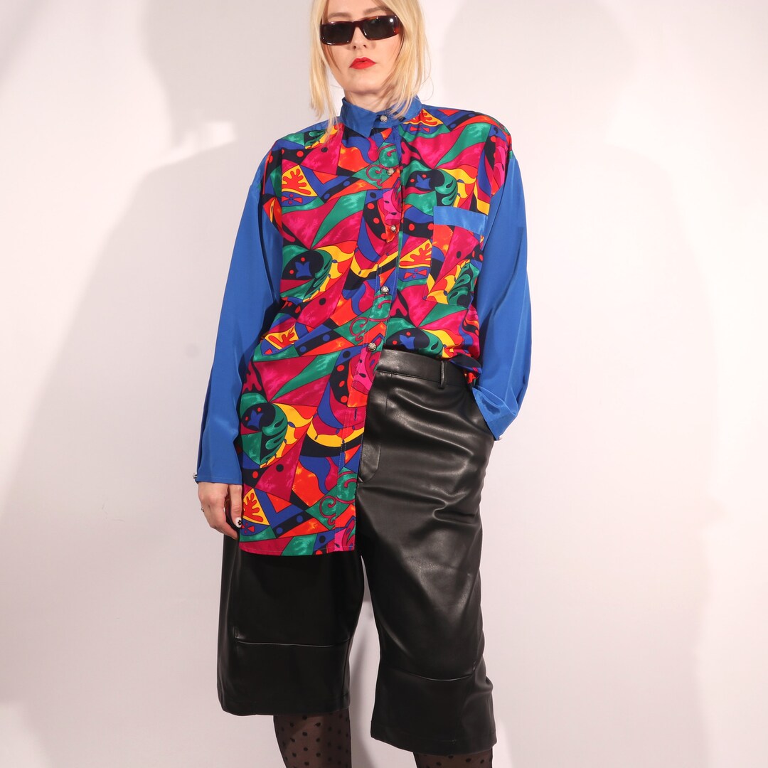 80s Greek Vintage Blouse Clowncore Kidcore Rainbowcore Librarian Shirt ...