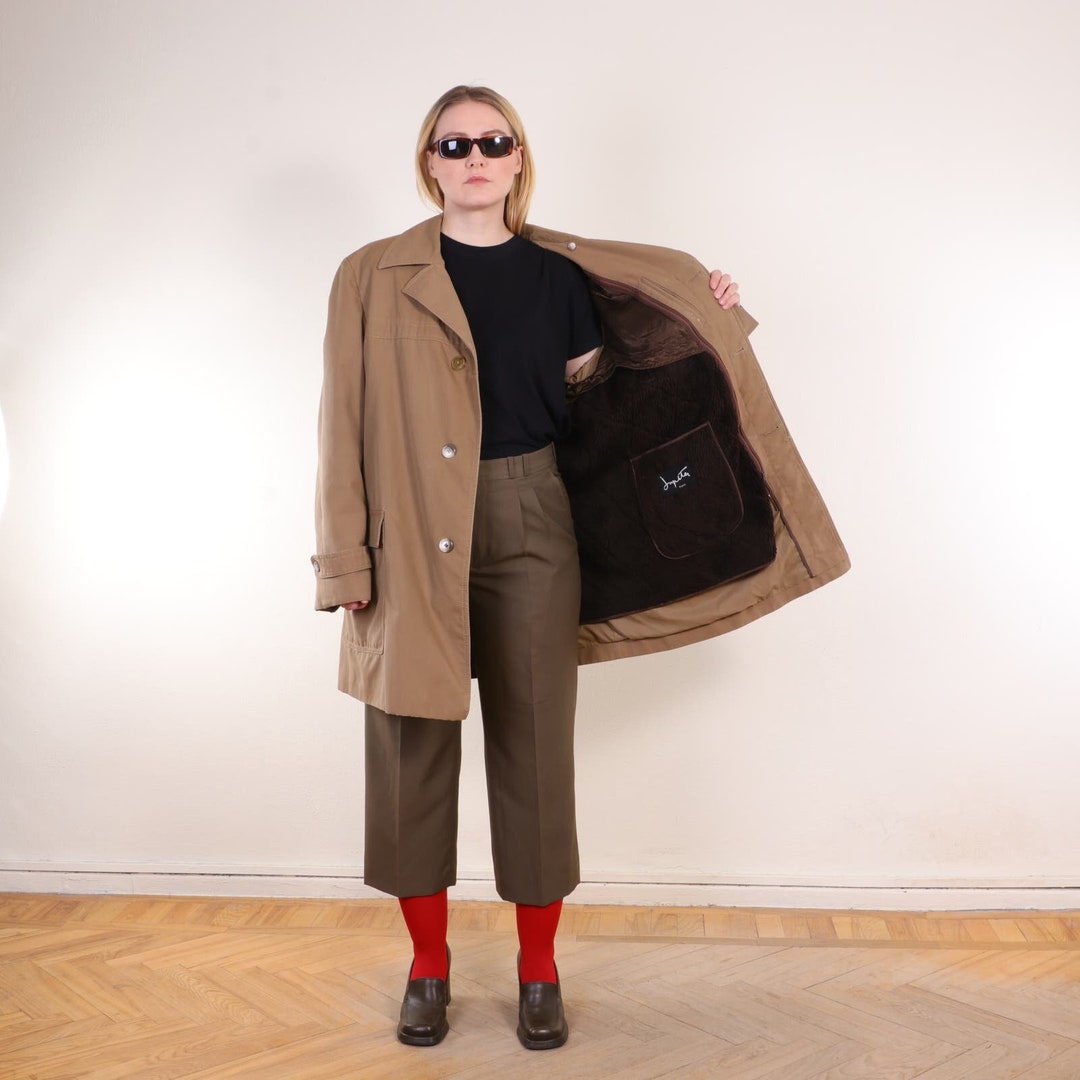 80s Vintage French Winter Coat Removable Faux Fur Lining Single ...