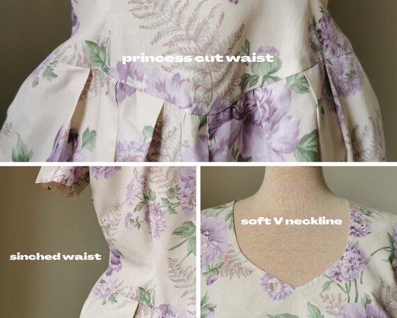 80s princess waist cotton summer floral dress inspire… - Gem