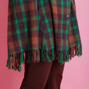 Vintage 60s 70s Plaid Wool Cape Poncho With Fringe, Hippie Boho ...