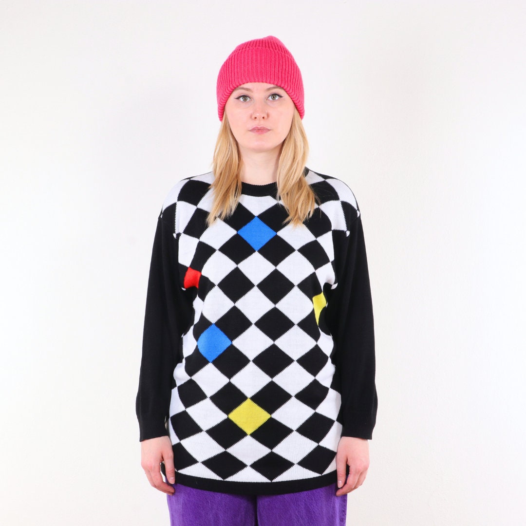 Vintage 90s Clowncore Kidcore Sweater, Colorful Non-itchy Oversized ...