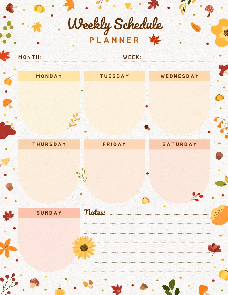 Digital Download Fall Weekly Planner, Ipad, Goodnotes, Printable - Etsy