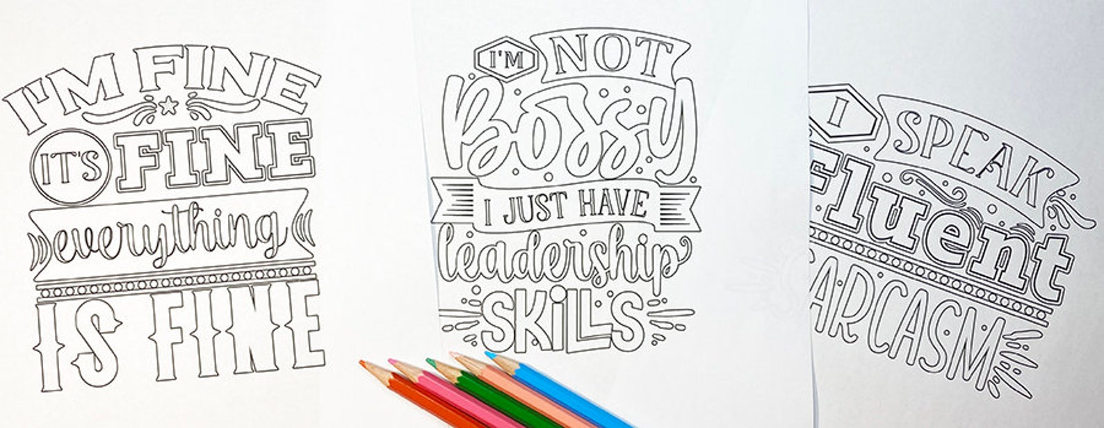 14 Sarcastic Coloring Pages | 14 Printable Adult Fun, Stress-free Humor ...